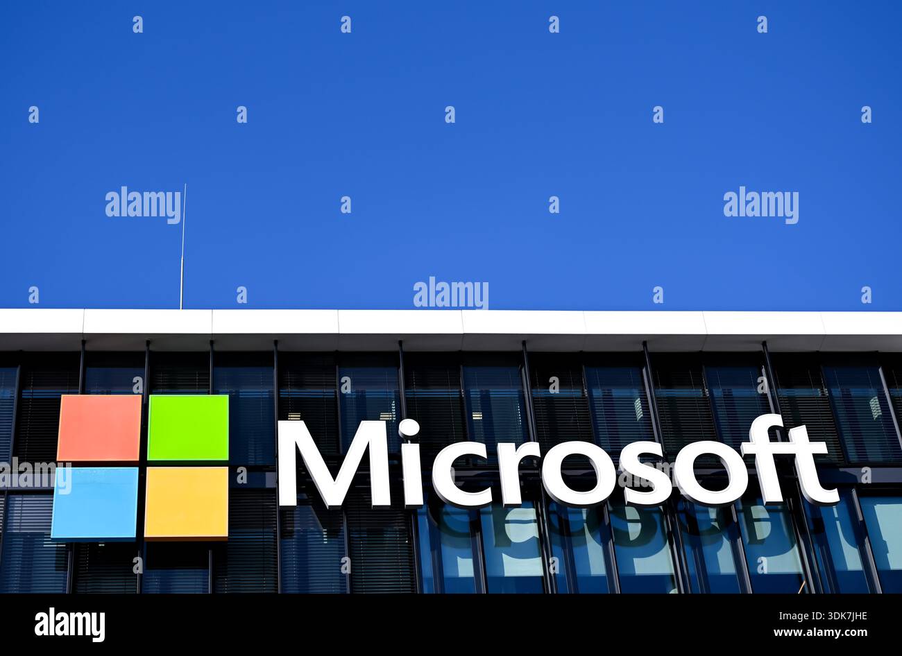 Munich, Germany. 30th Jan, 2026. The Microsoft logo and lettering can ...
