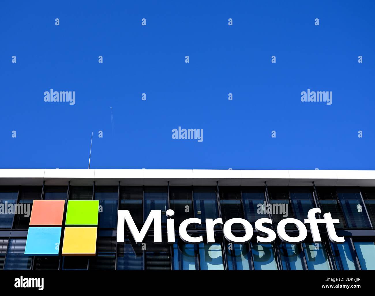 30 January 2026, Bavaria, Munich: The Microsoft logo and lettering can ...