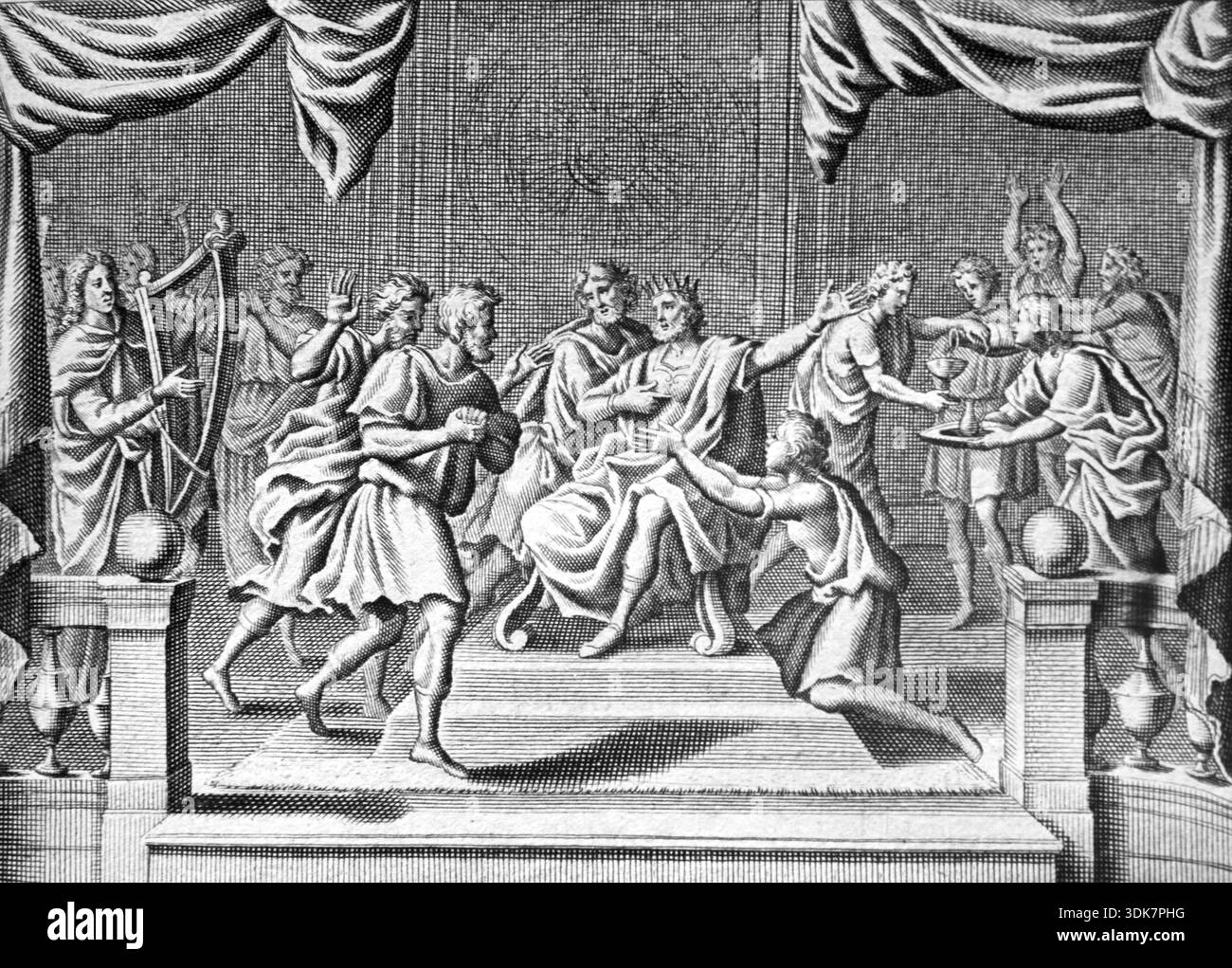 King david playing harp Black and White Stock Photos & Images - Alamy