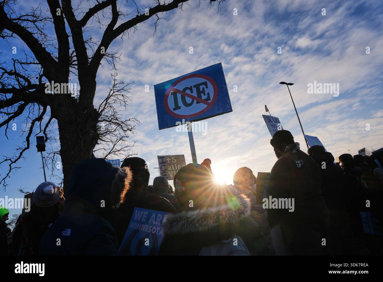 People gather for a protest outside the Bishop Henry Whipple Federal ...