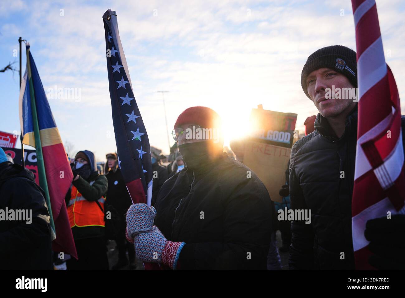 People gather for a protest outside the Bishop Henry Whipple Federal ...