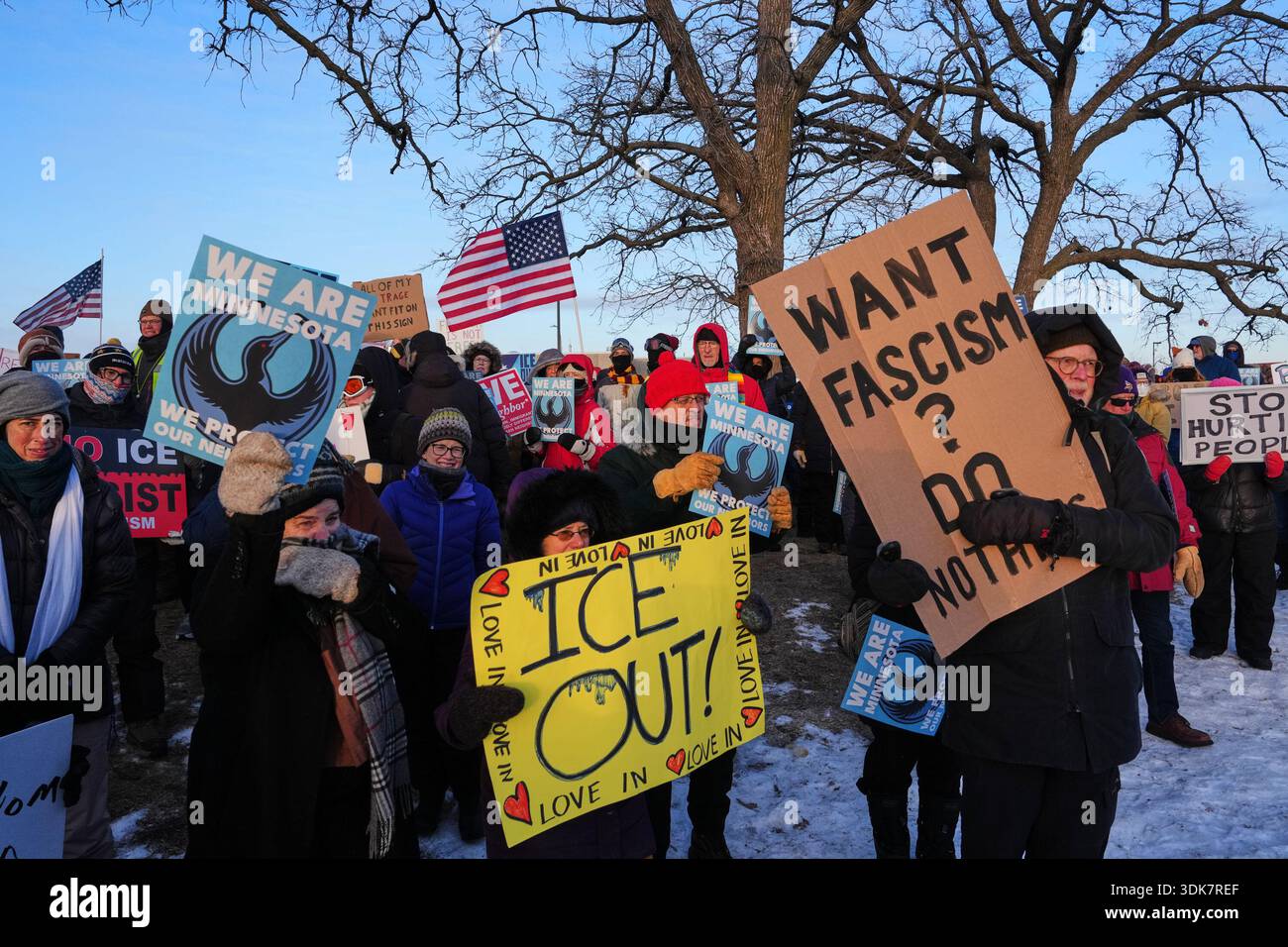 People gather for a protest outside the Bishop Henry Whipple Federal ...