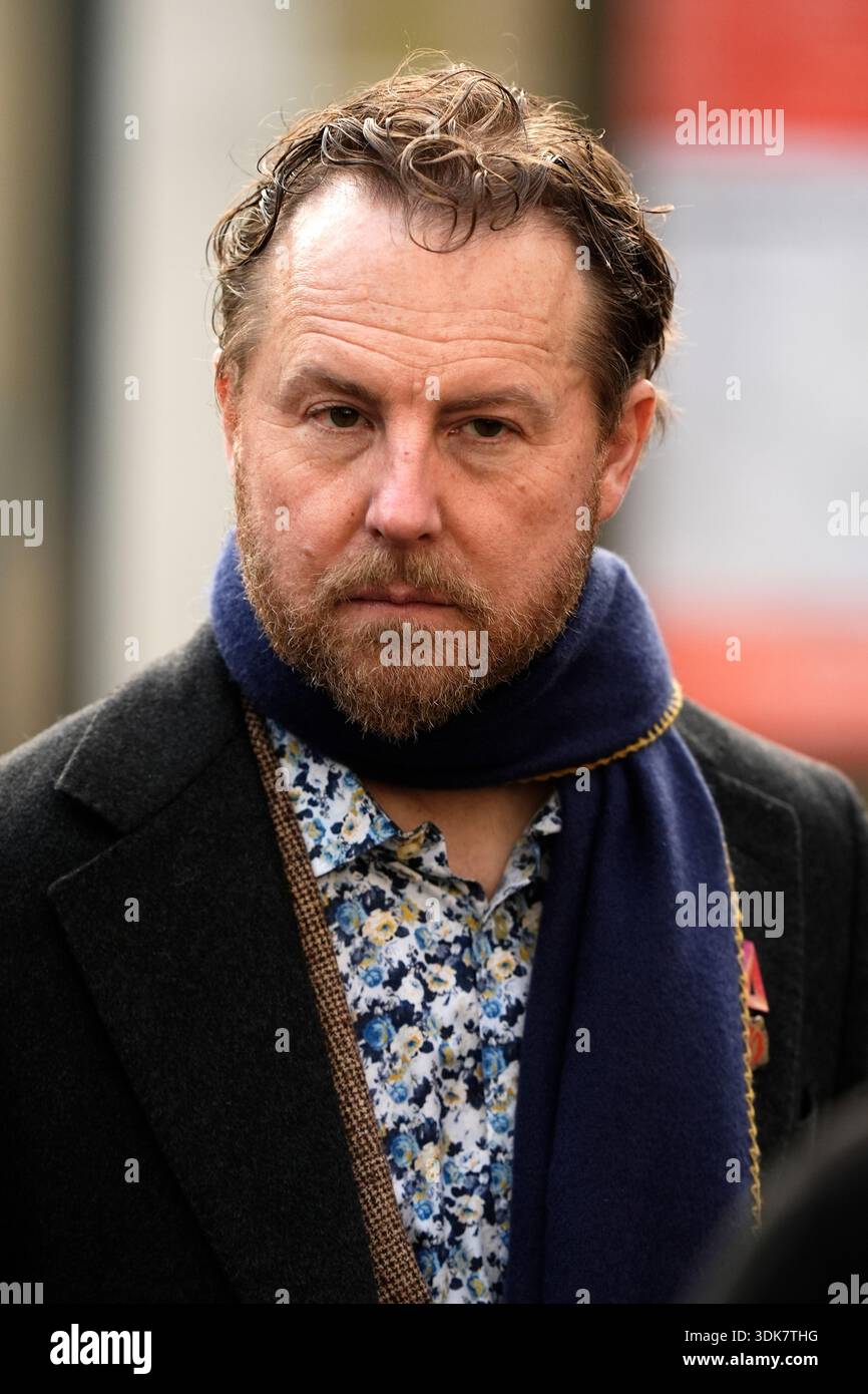 Sam West leaves following a service of thanksgiving for Dame Jilly ...