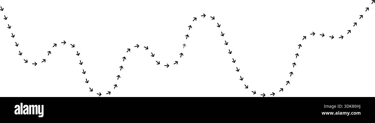 Arrow path line chart showing directional change through angled turns ...