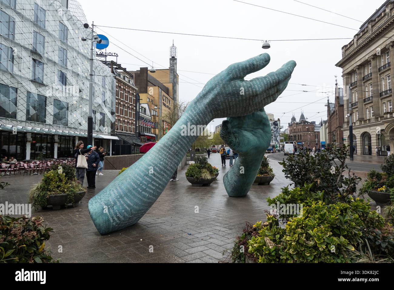 Sculpture called "Against the tide" in Leidsplein a square in central ...