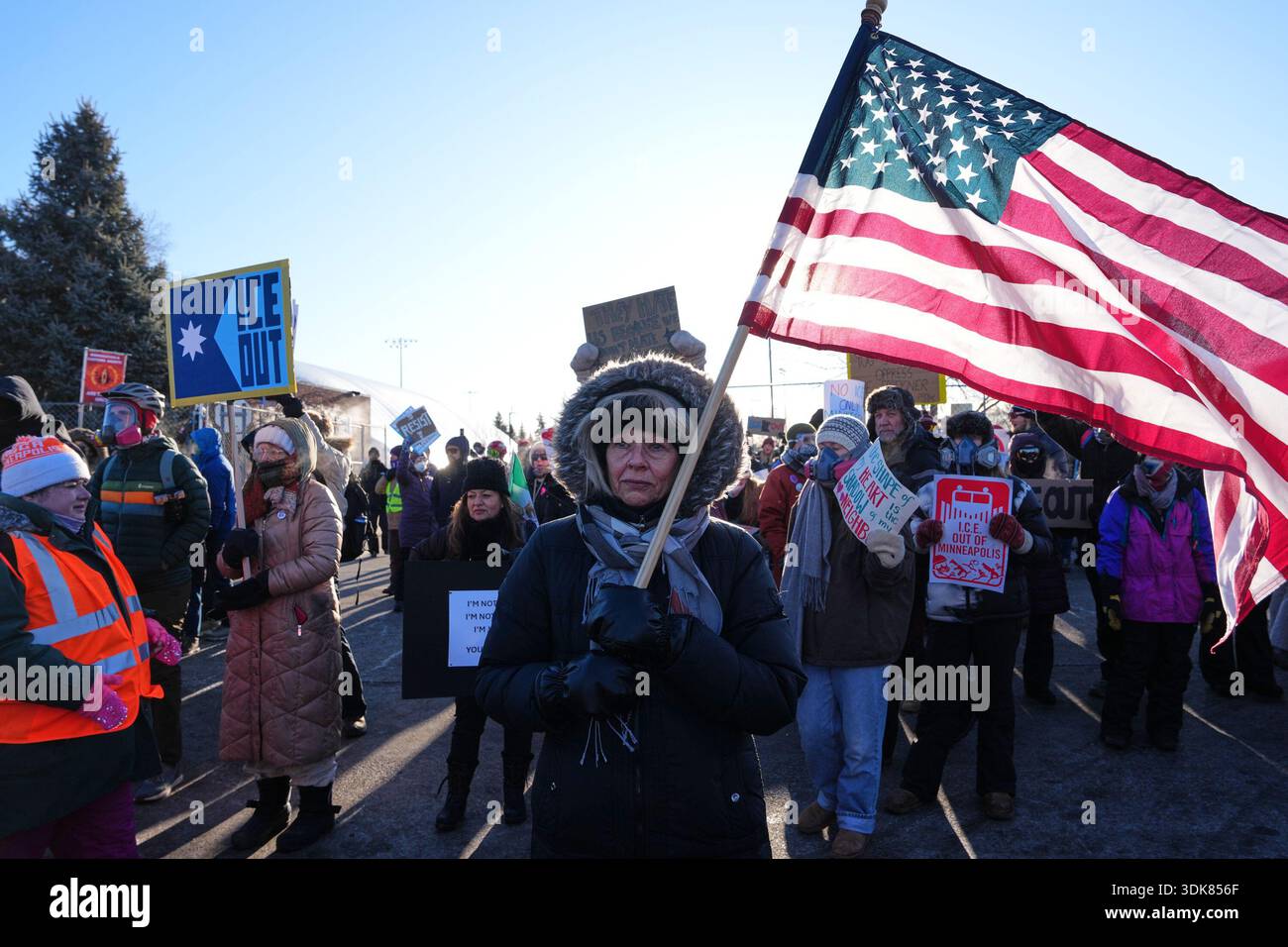 People gather for a protest outside the Bishop Henry Whipple Federal ...
