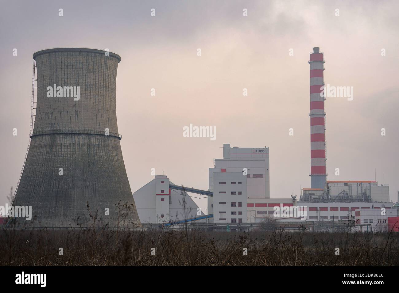 A view of facilities of the Petrotel-Lukoil refinery seen from a road ...