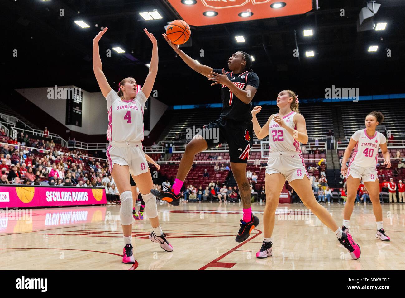 STANFORD, CA - JANUARY 29: Reyna Scott #1 of the Louisville Cardinals ...