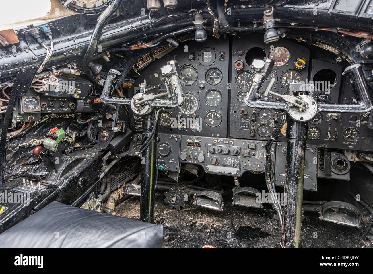 The cockpit flight deck of the 1952 English Electric Canberra T4 bomber ...