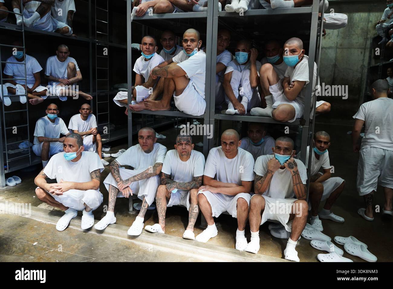 Prisoners sit inside a cell at the mega the prison known as Detention ...