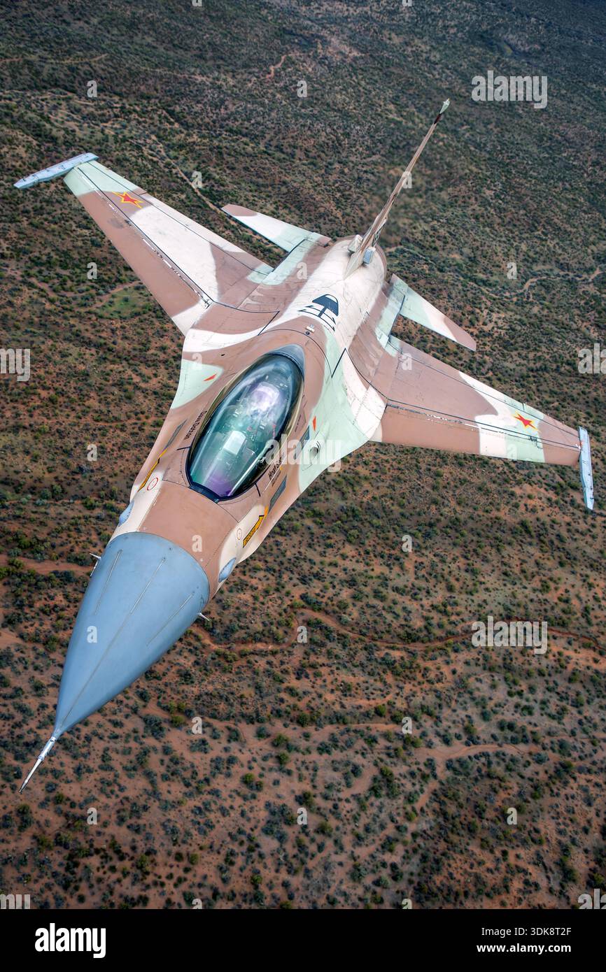 The image depicts a Top Aces-operated General Dynamics F-16A Netz in ...