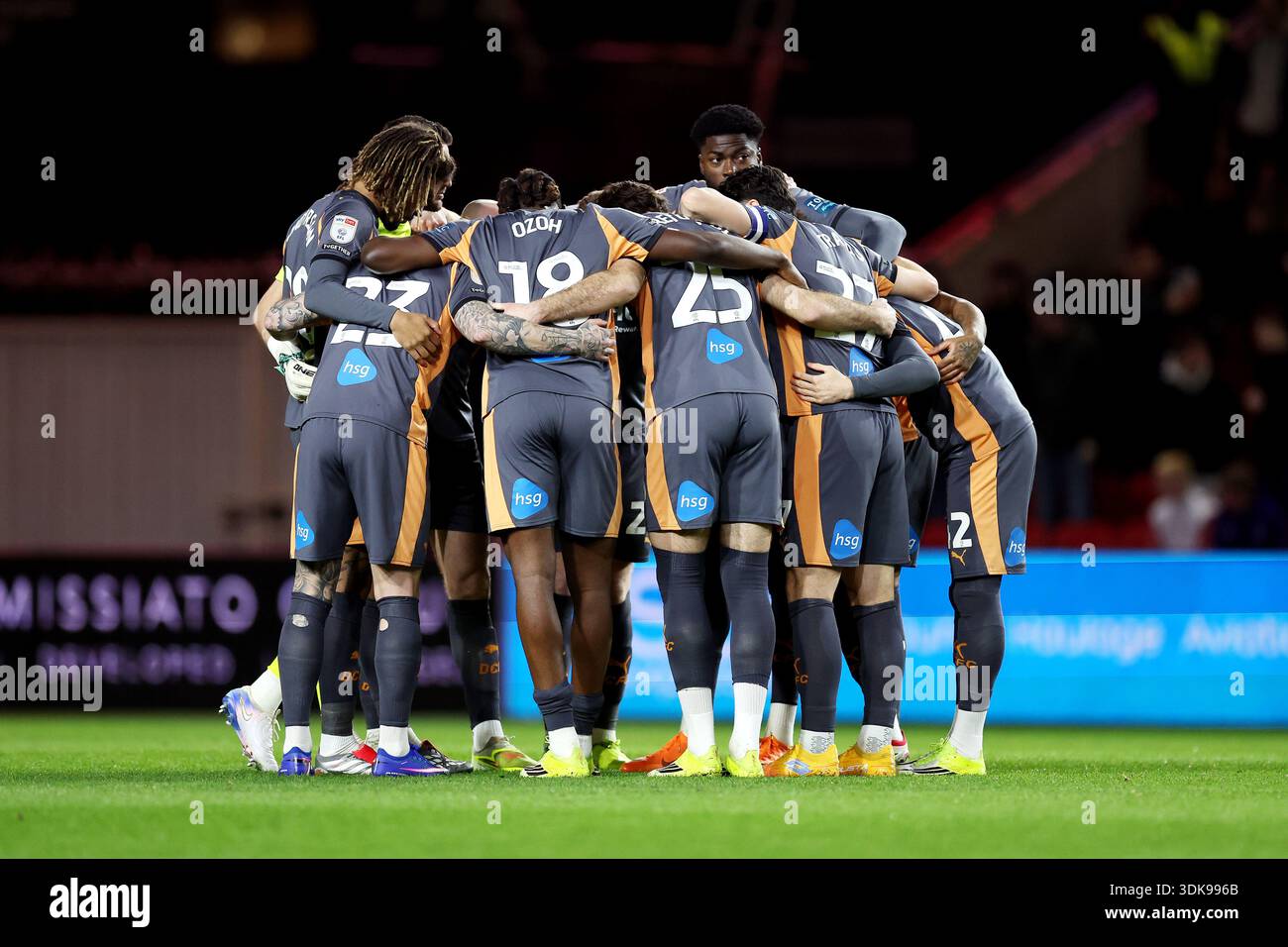 Derby County players huddle ahead of the Sky Bet Championship match at ...