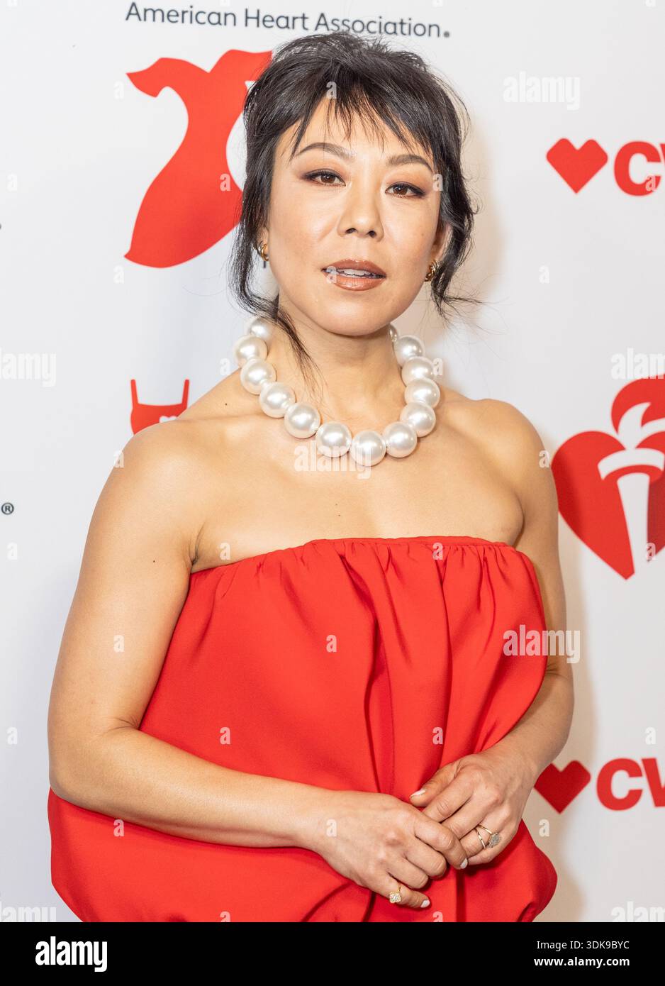 Ali Ahn wearing dress by Rowen Rose attends American Heart Association ...