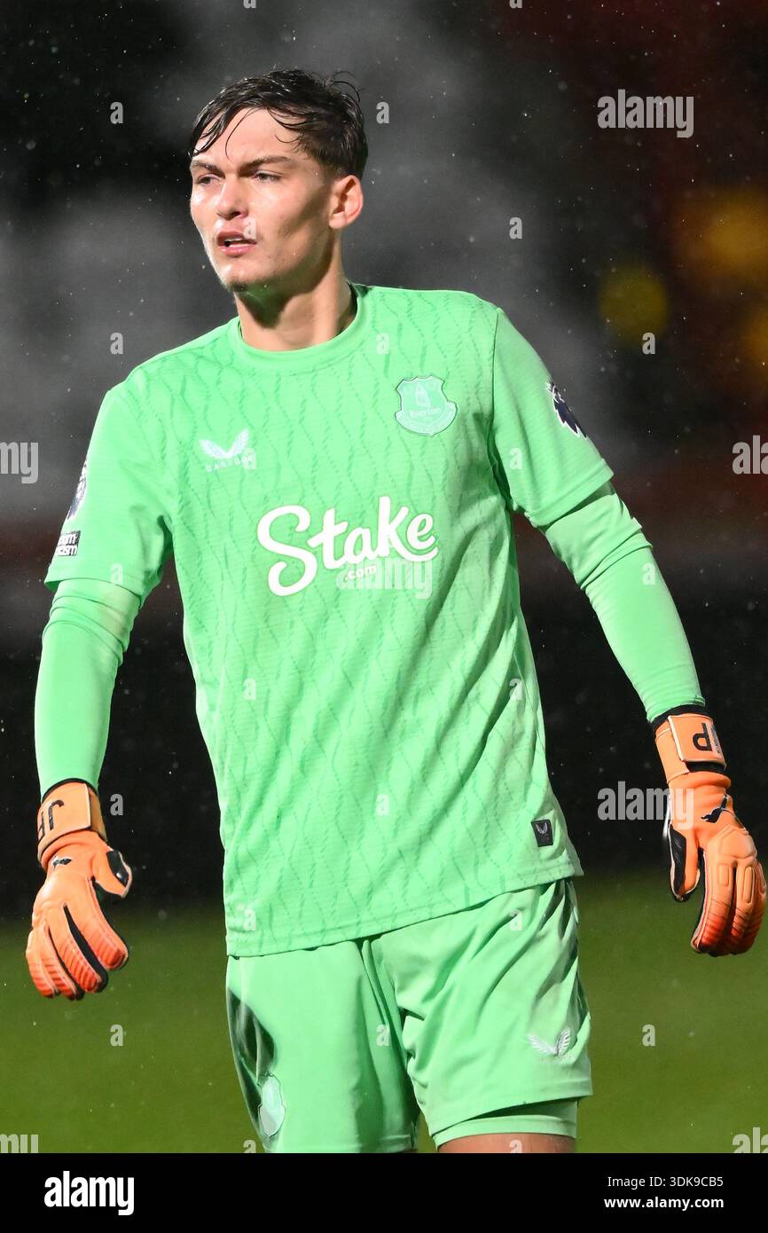 George Pickford Goalkeeper of Everton U21 looks on during the Premier ...
