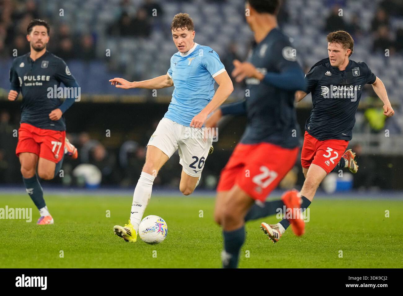 Lazio's Toma Basic, centre, in action during the Serie A soccer match ...