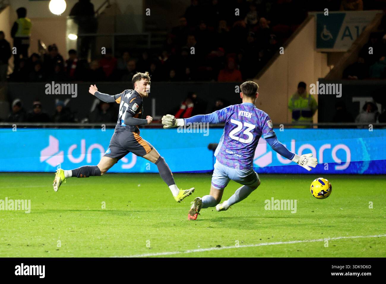 Derby County's Bobby Clark scores their side's third goal during the ...