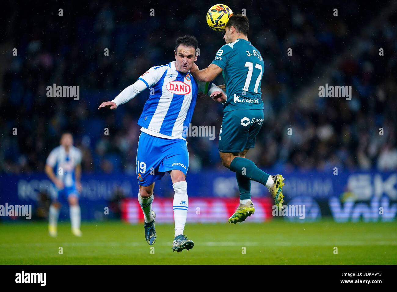 Kike Garcia of RCD Espanyol and Jonny Otto of Deportivo Alaves Stock ...