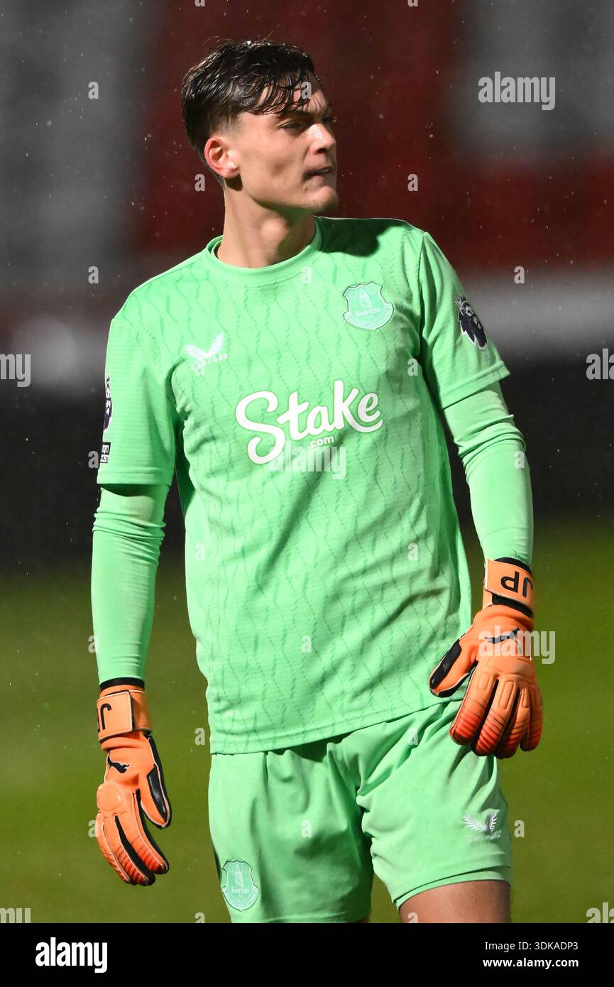 George Pickford Goalkeeper of Everton U21 looks on during the Premier ...