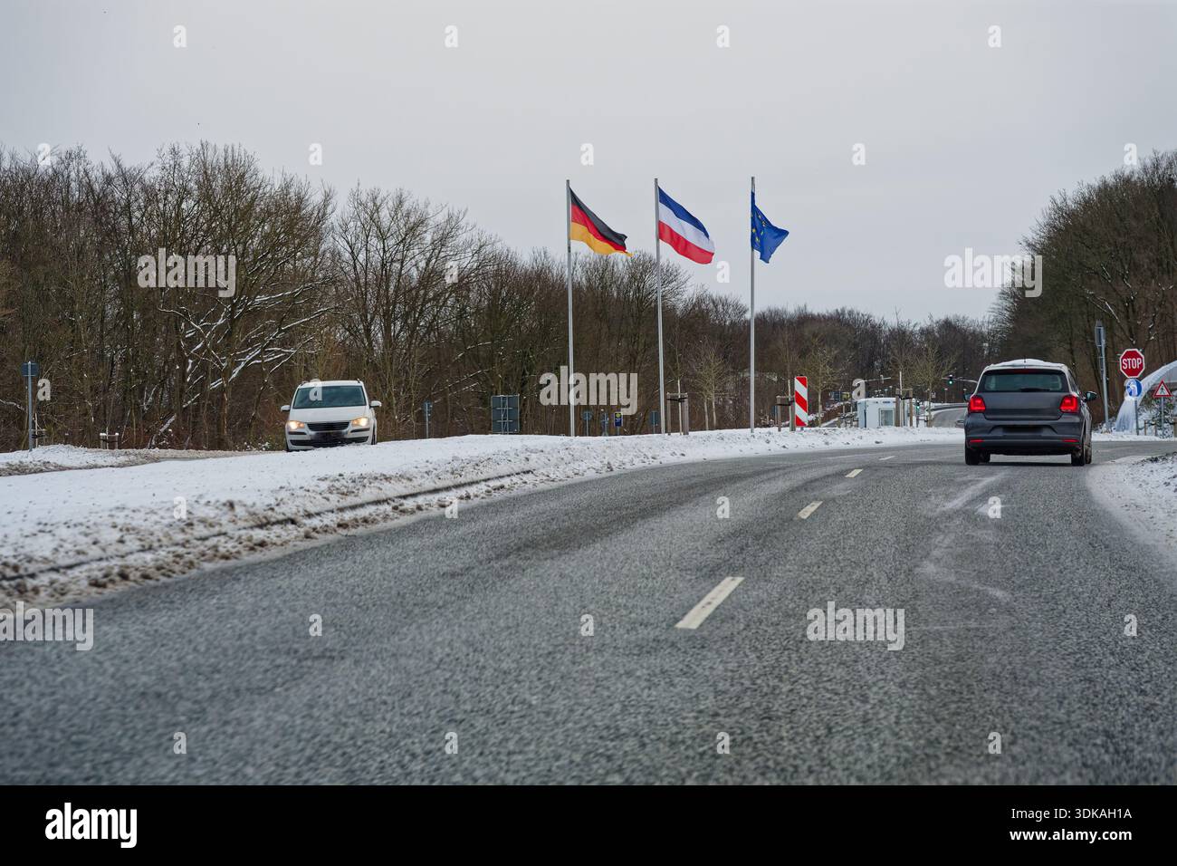 Flags of Germany Schleswig Holstein and the European Union at the ...