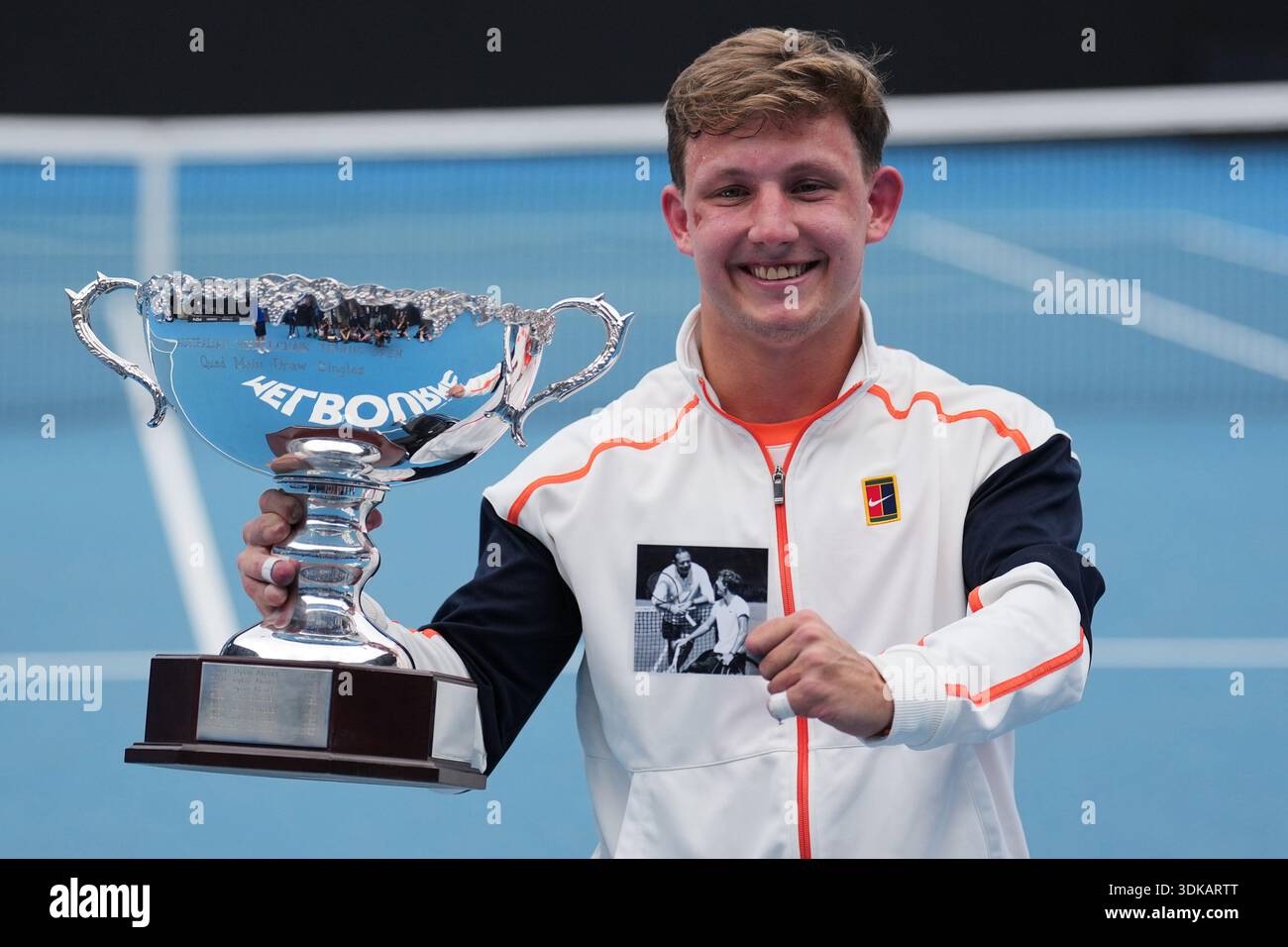 Niels Vink of the Netherlands poses with his trophy after defeating ...