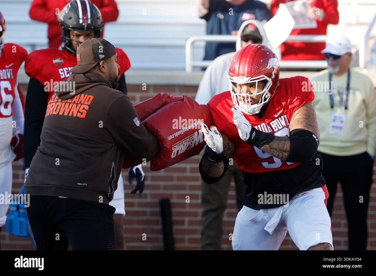 American Team defensive tackle Cameron Ball (92), of Arkansas, runs ...