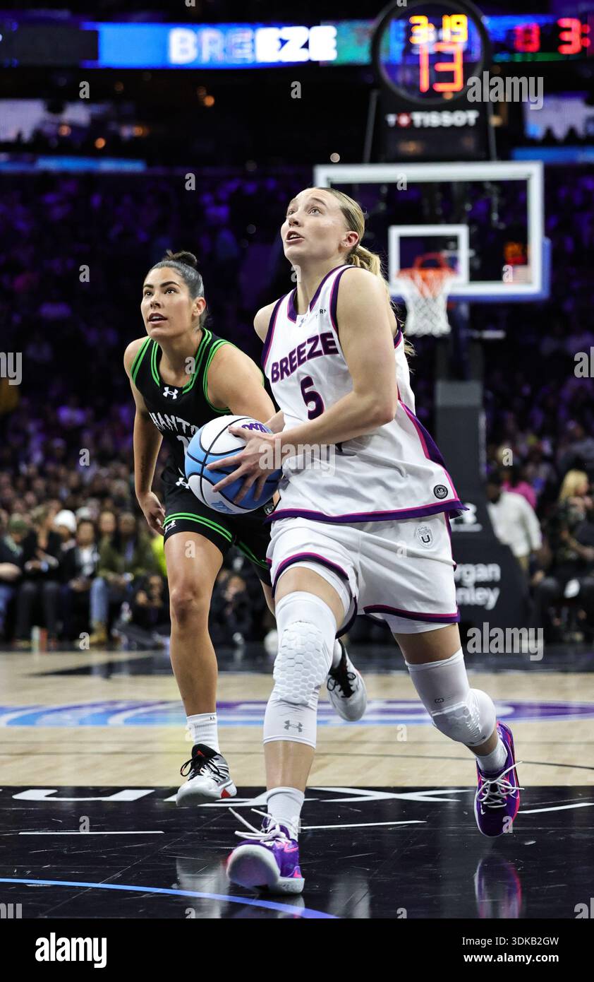 January 30, 2026; Philadelphia, Pennsylvania, USA; Breeze guard Paige ...