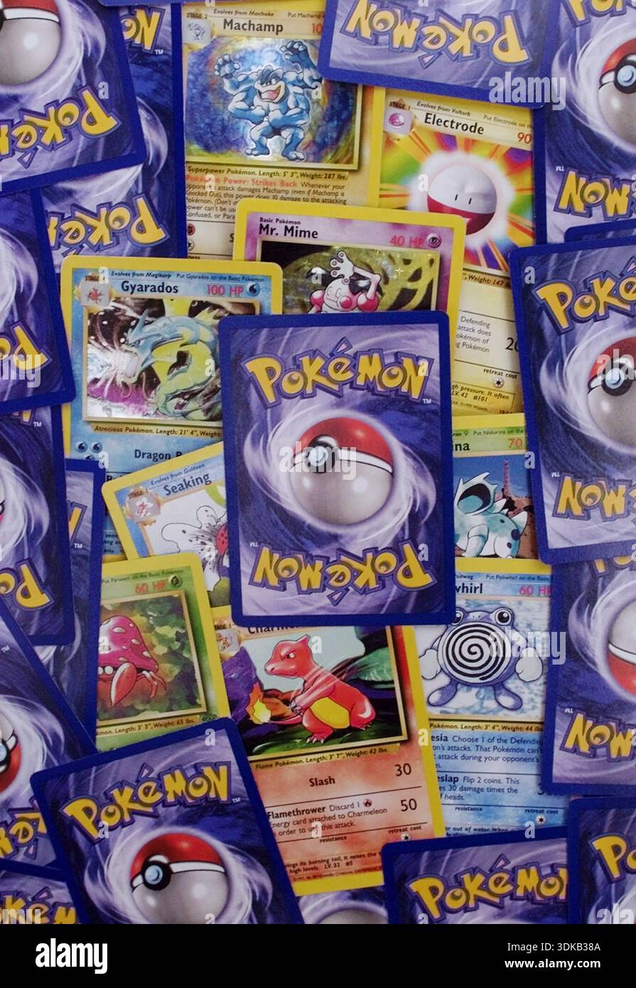 FILE- In this Sept. 8, 1999 file photo, a selection of Pokemon trading ...