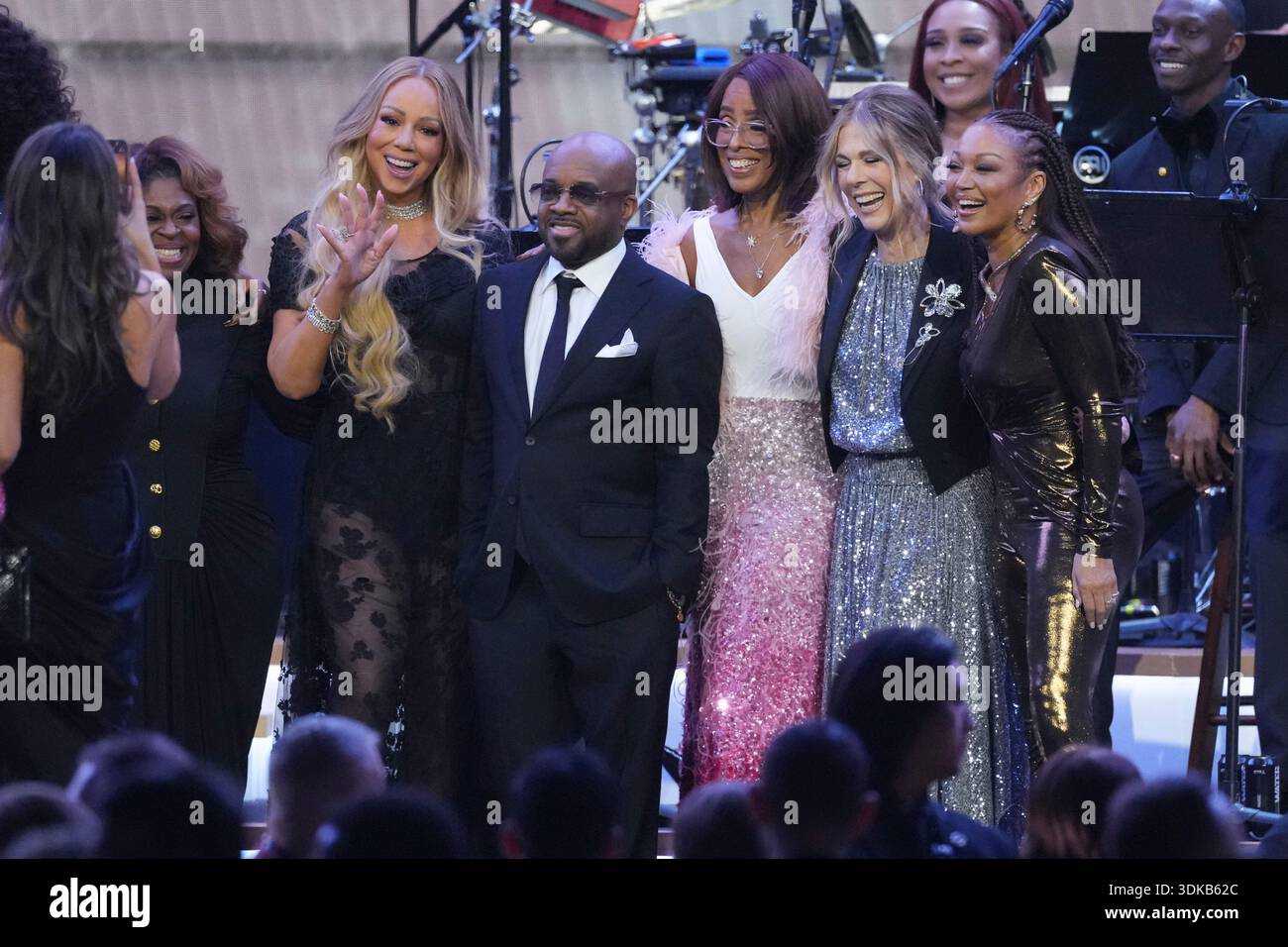 Mariah Carey, from left, Jermaine Dupri, Gayle King, Rita Wilson, and ...