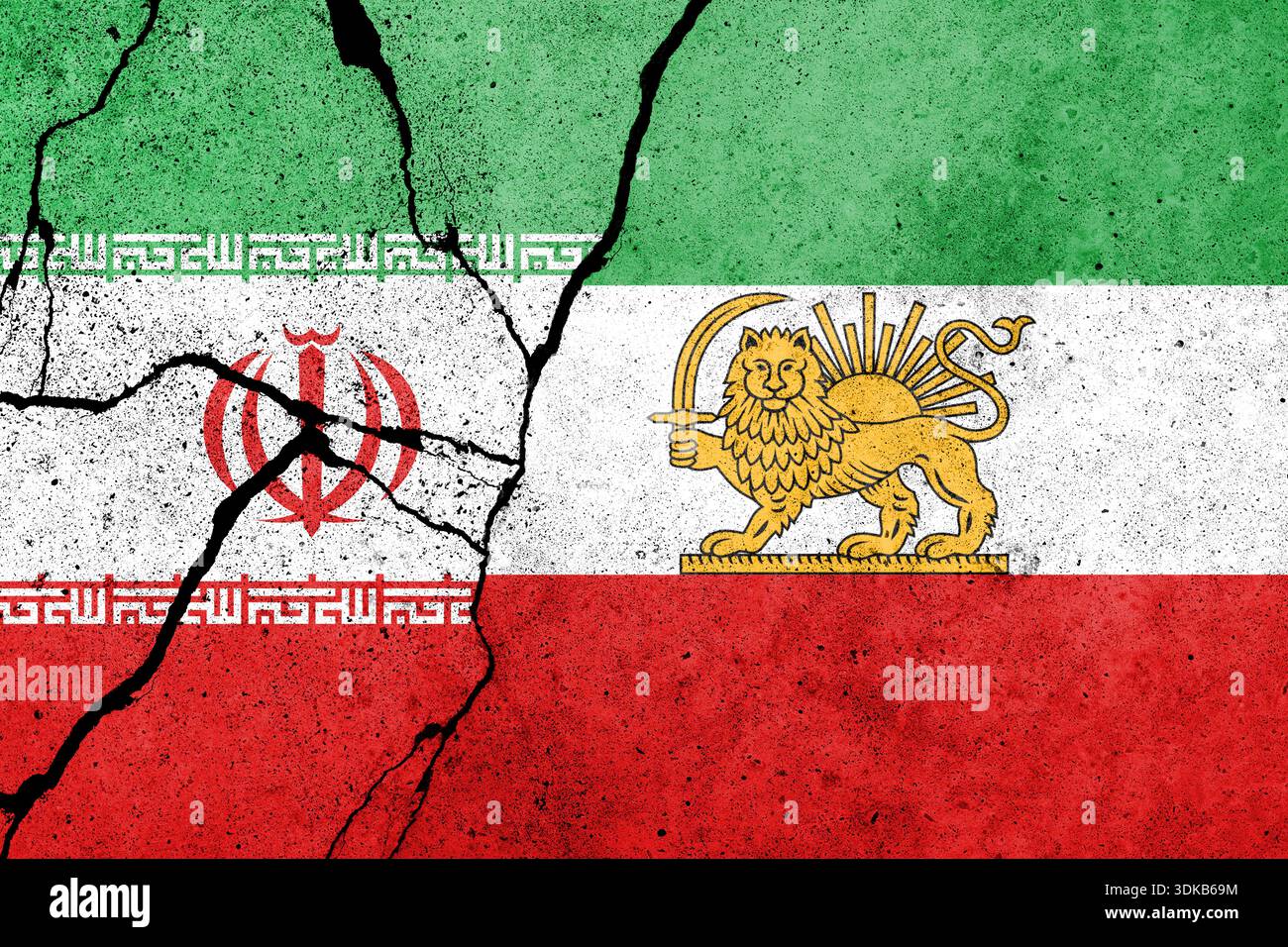Flag of Iran and new Iran painted on a concrete wall Stock Photo - Alamy