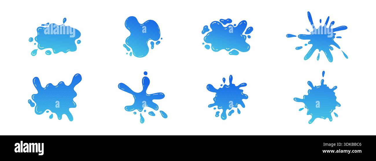Water puddle splash frame, liquid shape with drops, abstract blob ...