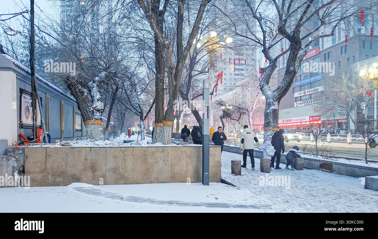 The snow-covered streets in Urumqi City, northwest China's Xinjiang ...