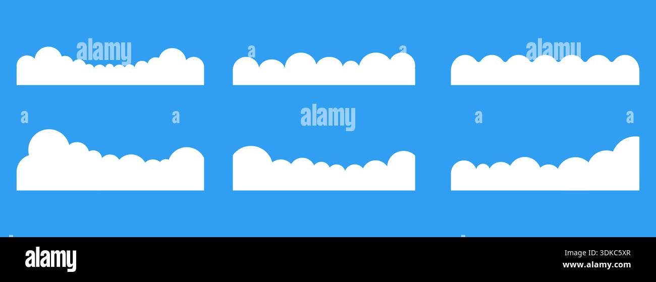 Simple clouds divider web site separator set. Fluffy curve edge header ...