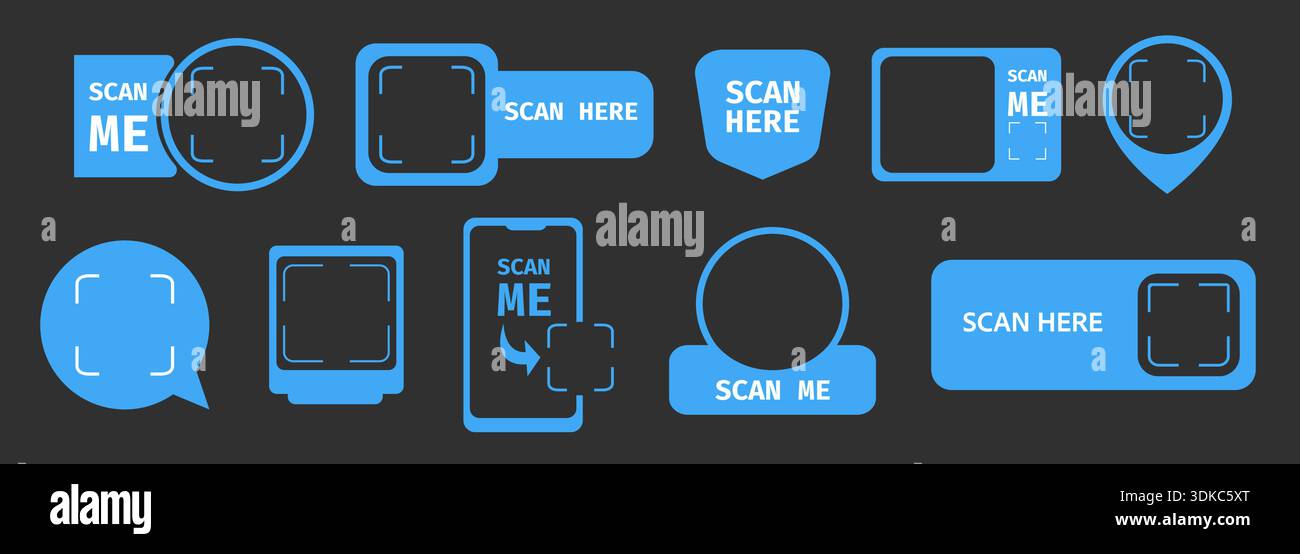 Qr scan code frame, template. QR code with inscription scan me with ...
