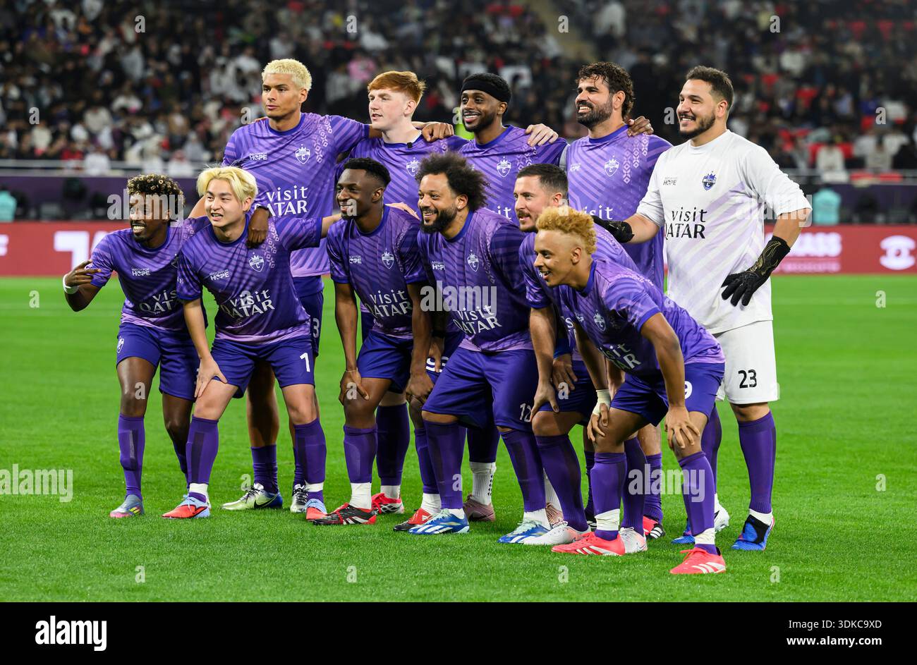 Starting players of Team Chunks pose for a group photo prior to the ...