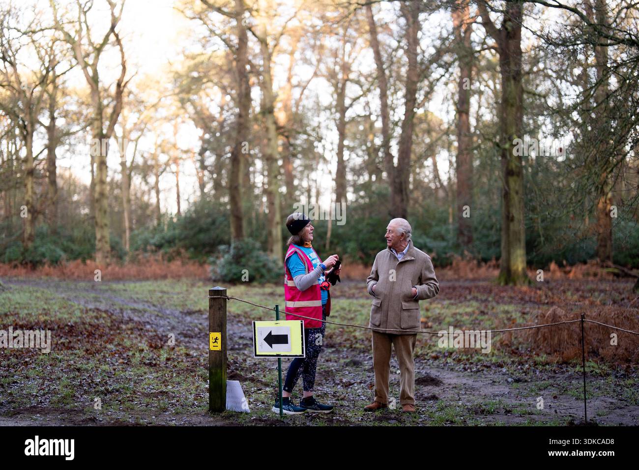 King Charles III talks with Sarah Byatt at a marshal point of the ...