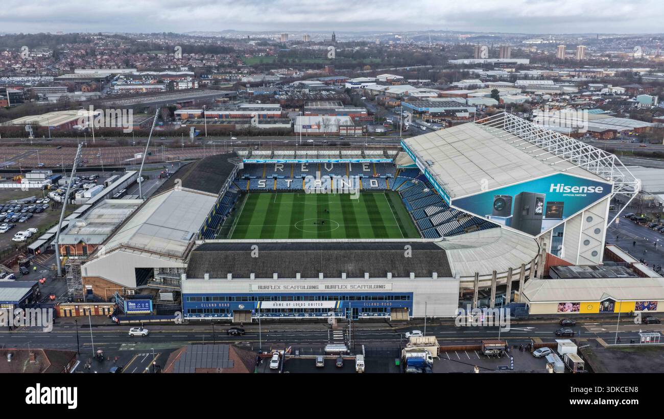 An aerial view of Elland Road during the Premier League match Leeds ...