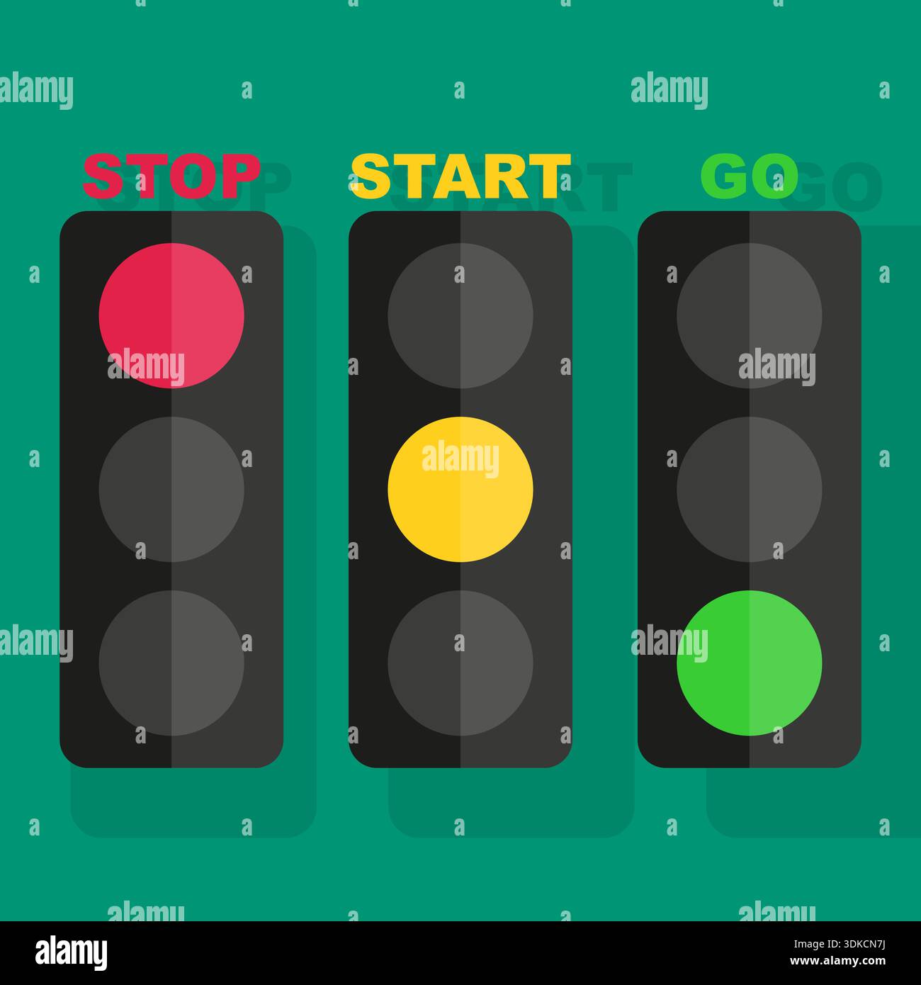 Traffic signal illustration. Green background light. Vector road ...