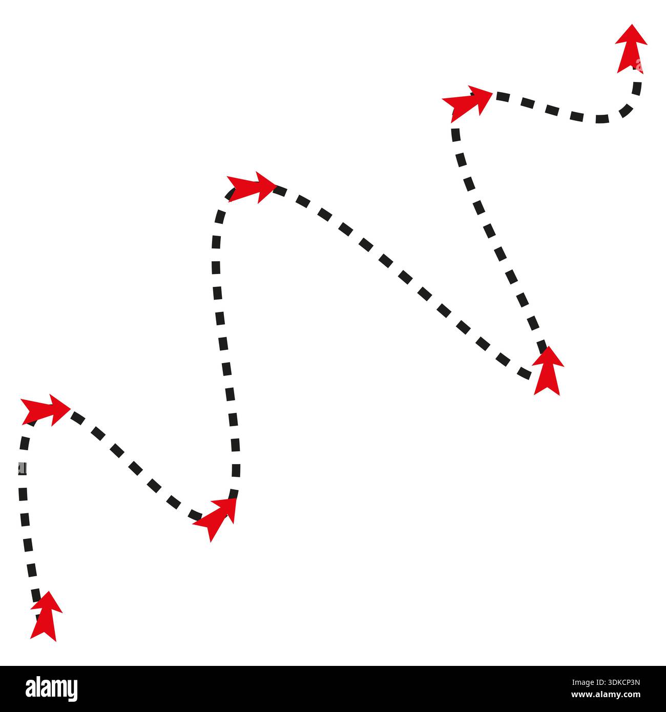 Red airplane path. Flight route Vector. Black dotted line. Travel ...