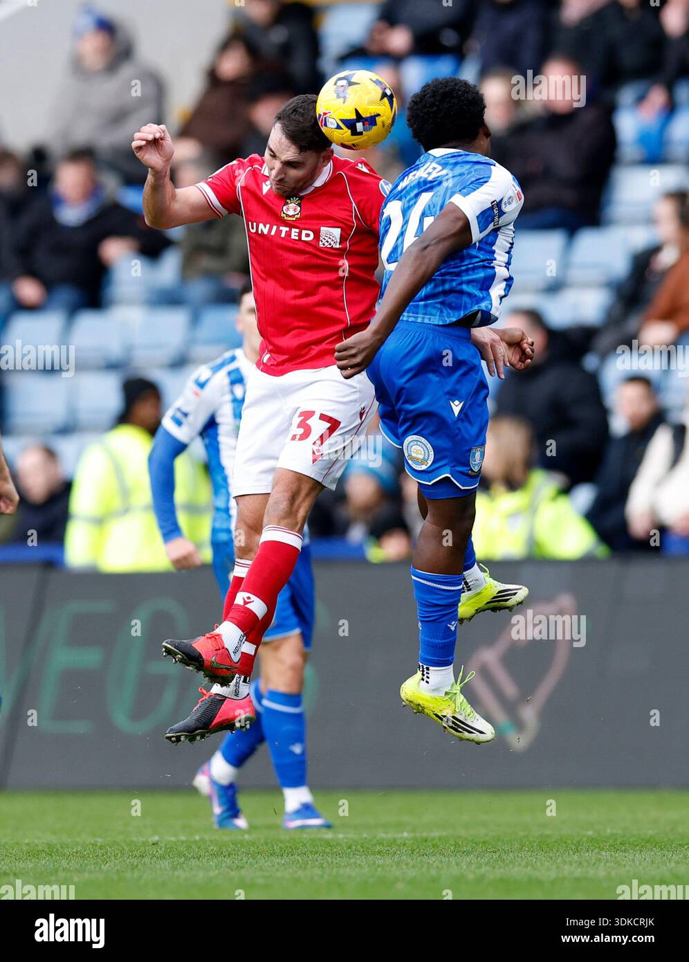 Wrexham's Matthew James (left) and Sheffield Wednesday's Jaden Heskey ...