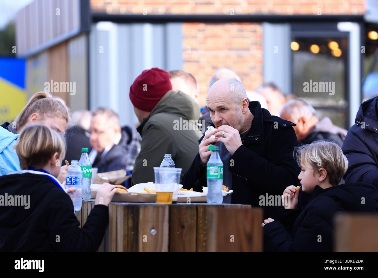 Leeds, England, 31st January 2026. Fans eat some food outside the ...