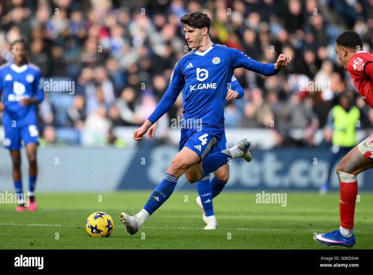 Ben Nelson of Leicester City crosses the ball during the Sky Bet ...