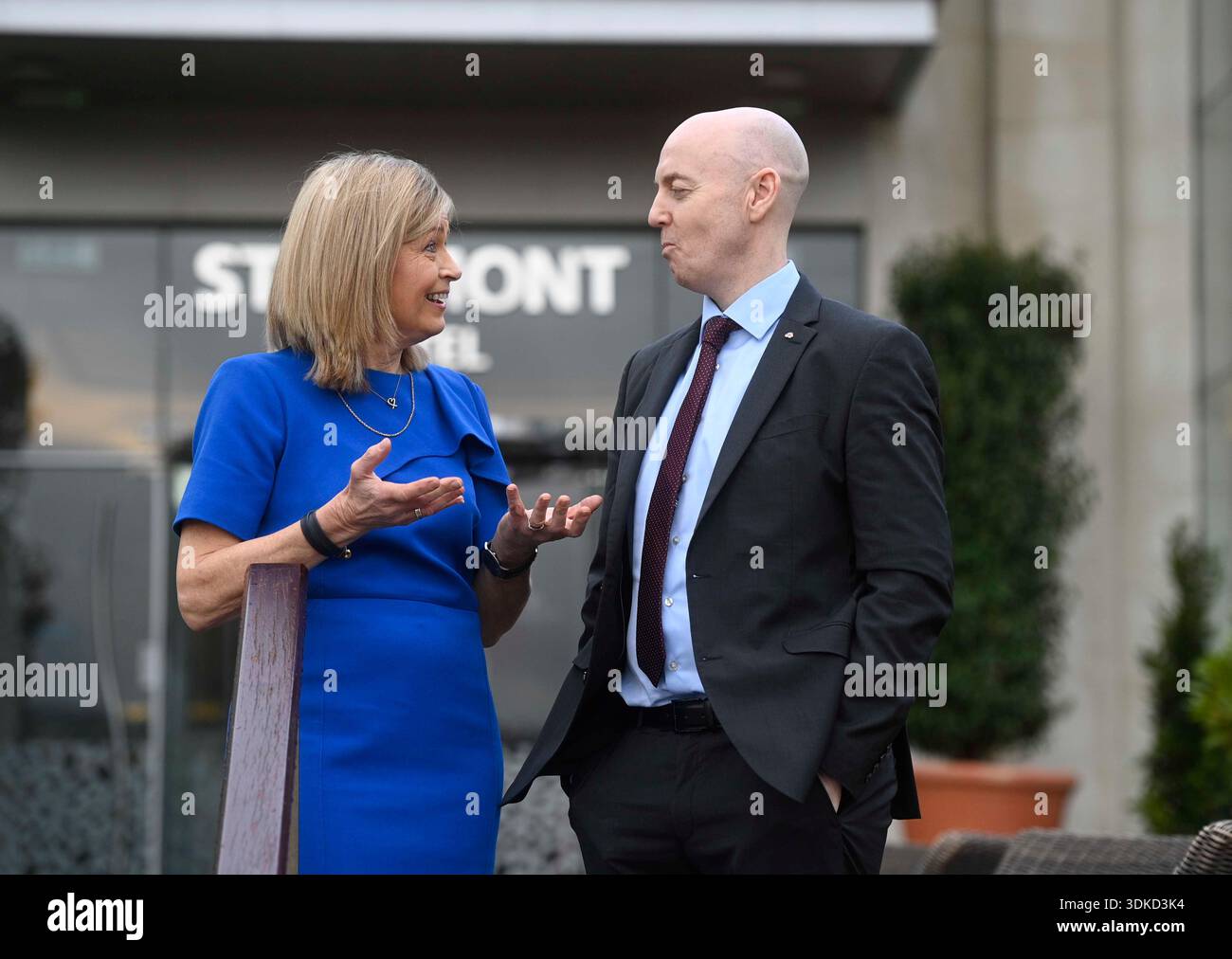 Newly ratified Ulster Unionist Party (UUP) leader Jon Burrows and newly ...