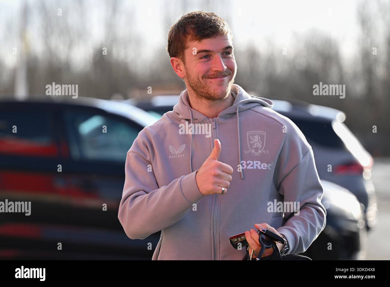 Riley McGree of Middlesbrough arrives for the Sky Bet Championship ...