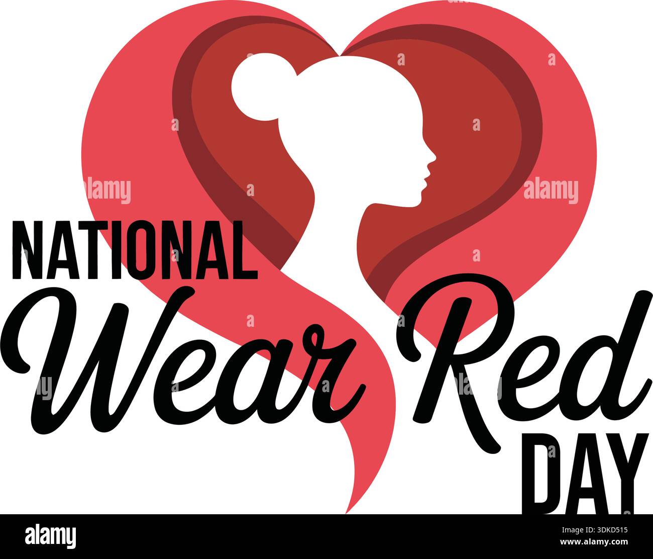 National wear red day illustration with female silhouette inside heart ...