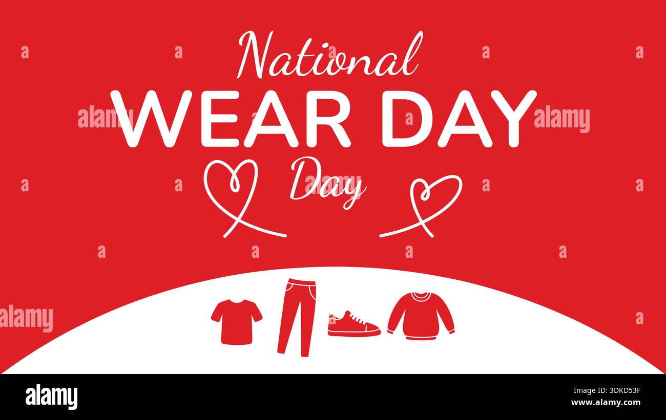 National wear red day typography design with clothing icons hearts and ...