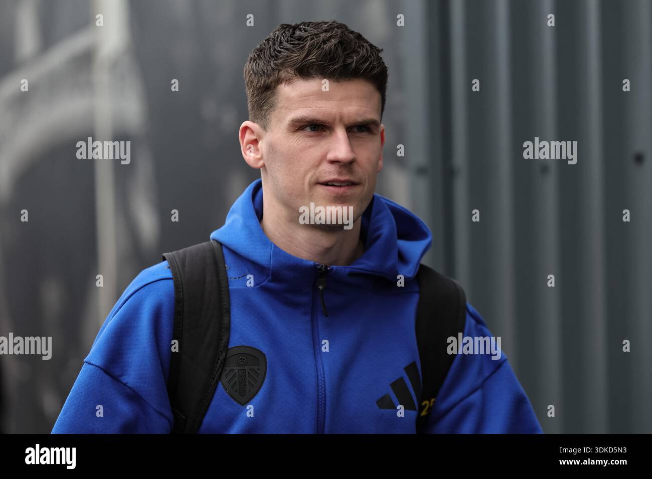 Sam Byram of Leeds United arrives during the Premier League match Leeds ...