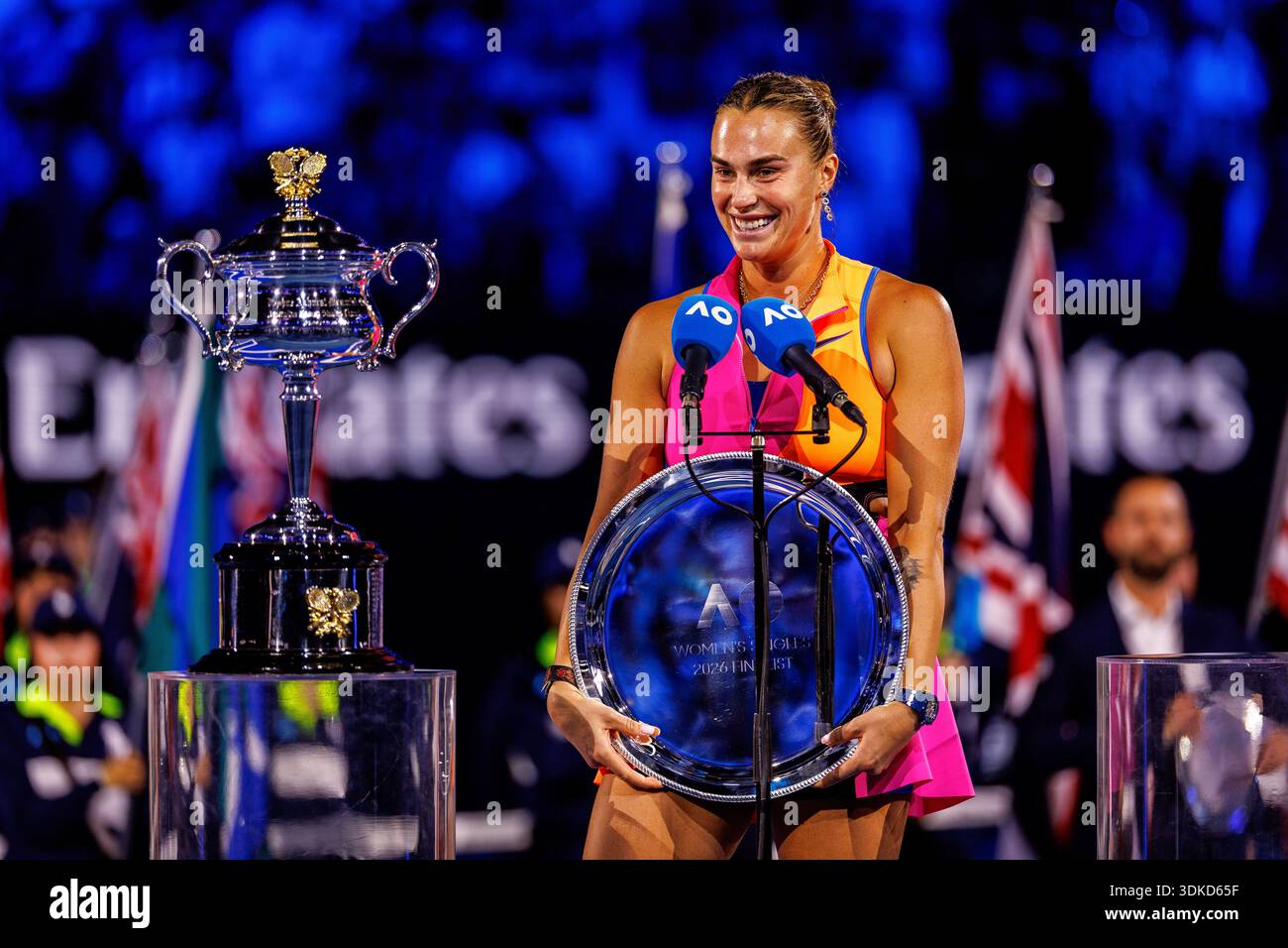 Belarussia’s Aryna Sabalenka following her defeat against Kazakhstan ...