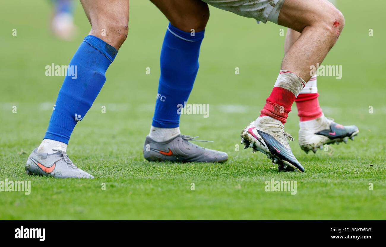 A close up of the players legs during the Sky Bet Championship match at ...