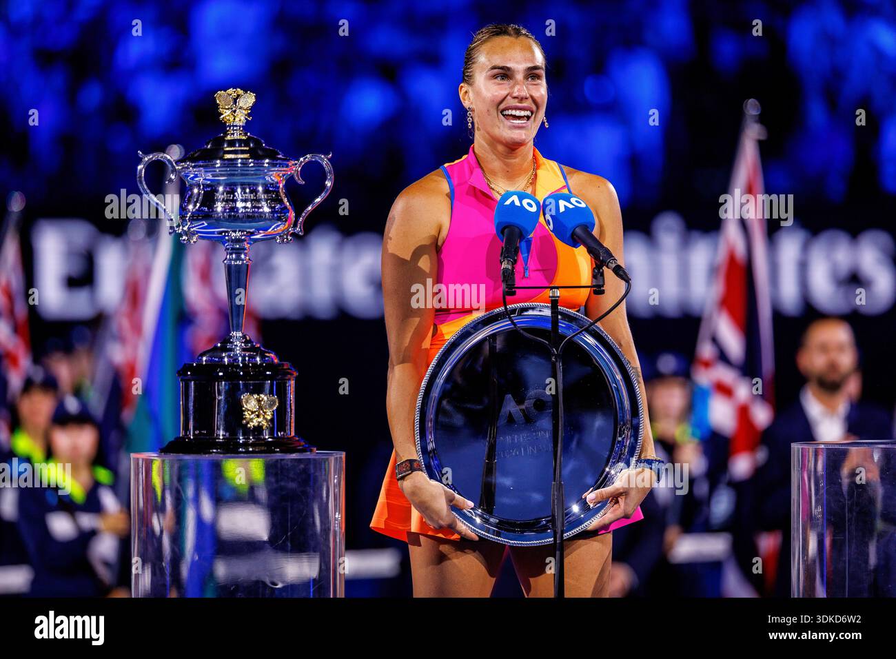 Belarussia’s Aryna Sabalenka following her defeat against Kazakhstan ...