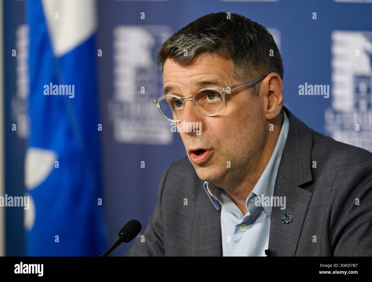 Le chef du Parti conservateur du Québec, Éric Duhaime, lors d'une ...